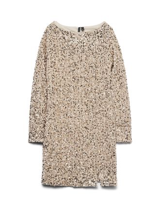 Vero Moda Damen Vmbella Ls Short Sq Dress JRS Ga, Pumice Stone, XS