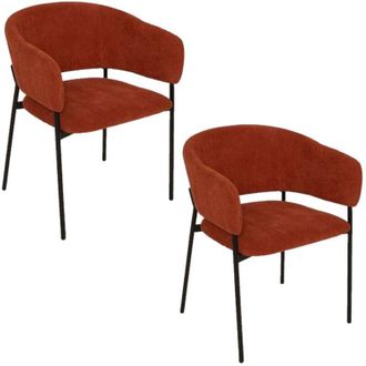 Atmosphera Lot de 2 fauteuils &agrave; diner en velours SOLEA