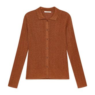 Maliparmi Lurex Rippstrick Cardigan - - Knitwear - Damen - Braun - L