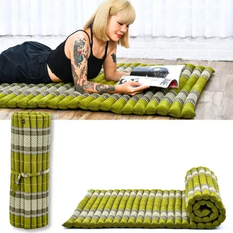 Leewadee Kapok Rollmatte - Handgefertigte Schlaf- & Relax Faltmatte aus Thailand, vielseitig als G&auml;stebett, Campingmatte, Yogamatte oder Futon nutzbar, 190 x 1