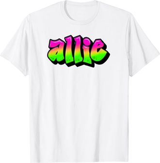 BDAZ Allie Graffiti Personalisierter Name Gr&uuml;n Rosa Frauen M&auml;dchen T-Shirt
