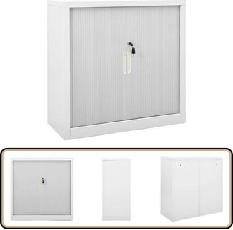 vidaXL Armoire &agrave; portes coulissantes Gris 90x40x90 cm Acier - Armoire &agrave; Portes Coulissantes - Meuble Rangement - Armoire M&eacute;tal - Armoire Grise - Armoire