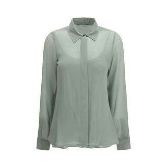 Max Mara Bicolor Seidenhemd - - Blouses & Shirts - Damen - Gr&uuml;n - S