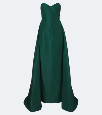 Monique Lhuillier Robe longue bustier en soie