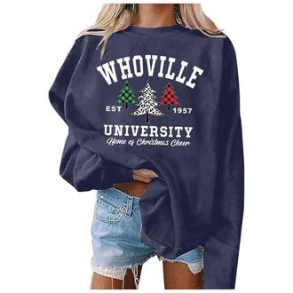 Generic Pull de Noel Femme Rigolo Pull Moche Noel Sweat a Capuche a Manches Longues Et Col Rond pour Femme Imprimé de Noël