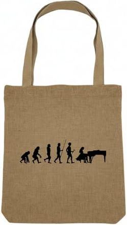 Fabulous Sac Shopping Tote Bag Aspect Lin - Evolution Piano Musique Orchestre Instrument Musicien - Sac de Courses Toile Epaisse 360g Beige Naturel Cabas Port&eacute;