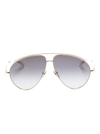 Gucci lunettes de soleil &agrave; monture pilote - Or