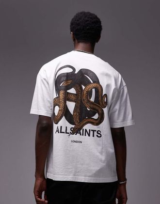 AllSaints Reticulate - T-Shirt in Weiß mit Rückenprint-Schwarz