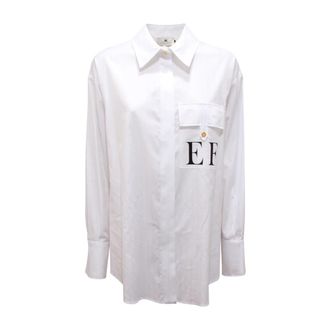 Elisabetta Franchi Ca-121-56E2 Camicia Over Striped Shirt - - Blouses & Shirts - Damen - Wei&szlig; - L