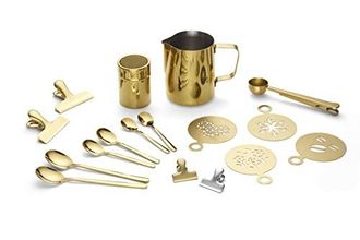 Echtwerk Ensemble daccessoires &agrave; caf&eacute;, 23 pi&egrave;ces, 600 ml, 4 expresso, 4 cappuccino, 4 lattes 4 pinces &agrave; caf&eacute;, 4 pochoirs &agrave; caf&eacute;, 4 cuill&egrave;res &agrave; caf&eacute;, style bari