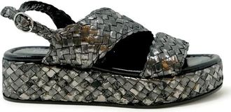 Pons Quintana Sandalen - Metallic Leather Forli Flat Sandals - Gr. 35 (EU) - in Grau - f&uuml;r Damen