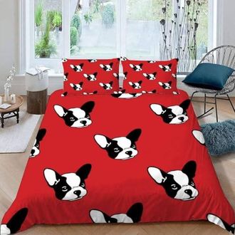 Generic Housse de Couette 240x260 Chien de Compagnie Parure de Lit Dessin Animé 3D Ultra Doux Respirante Microfibre Housse Couette 2 Personnes avec Fermeture 