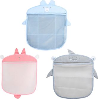 Garneck 3 St&uuml;ck Wandmontierte Cartoon Spielzeugnetze aus Robustem Material Multifunktionale Aufbewahrungstaschen f&uuml;r Badespielzeug Atmungsaktiv und Platzspare