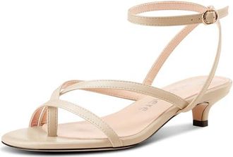 Castamere Femmes Kitten Talon Heel Ouvert Rond Bout Sandales Lanières Cheville Danse Dress Été 3.5 CM Heels Beige 37 EU