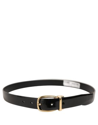 Dolce & Gabbana Leather with Gold-Tone Buckle Belt - Black