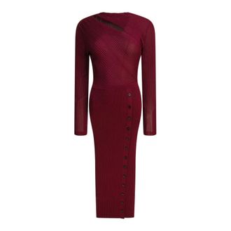 Self Portrait Cut-Out-Midikleid aus geripptem Strick - - Dresses - Damen - Rot - L