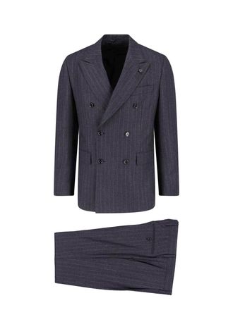 Lardini Double-Breasted Suit In Virgin Wool