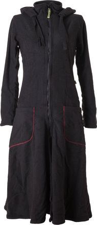 vishes Alternative Bekleidung - Langer, warmer Fleece Mantel mit Zipfelkapuze schwarz 36-38