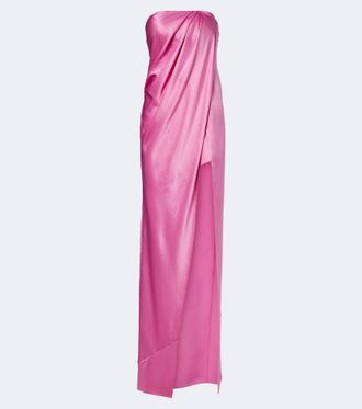 The Sei Tr&auml;gerloses langes Kleid aus Seidensatin