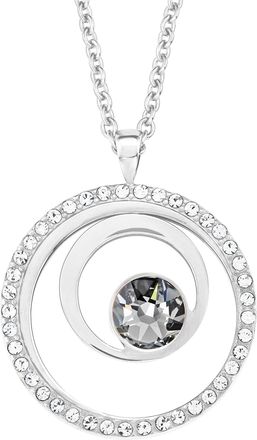 s.Oliver Kette mit Kreis Anhänger für Damen, Kristalle von Swarovski und Edelstahl, Silber