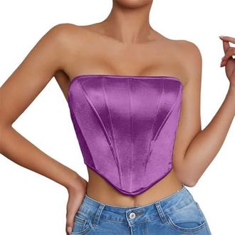 Generic Haut caraco de sortie pour femme 2025 sans bretelles dos nu Y2K Bandeau Tops de soirée Western épaules dénudées Vêtements dété Crop Top Off The Should