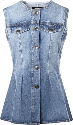 Rotate Rotate Birger Christensen, Femme, Vestes, Bleu, Taille: 38 FR Flared Denim Top