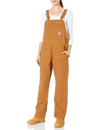 Carhartt Work in Progress Womens Crawford Double Front Bib Overalls, Brown, 2X-Large Short