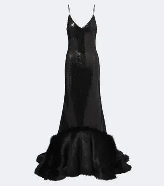 DAVID KOMA Robe longue &agrave; sequins