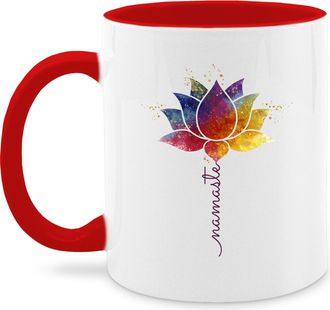 Shirtracer Tasse Tassen 325ml - Namaste Lotusbl&uuml;te Yoga Mandala Spirit Wellness Meditation - 325 ml - Rot - esoterik yoga-tasse joga lotusblume mug spirituelle y