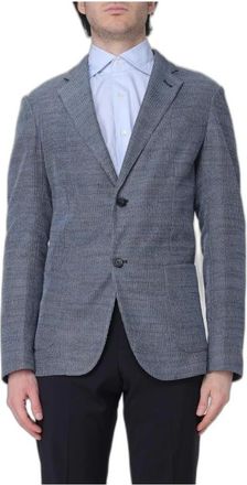 Emporio Armani Einknopf-Blazer aus Baumwolle - - Jackets - Herren - Blau - M