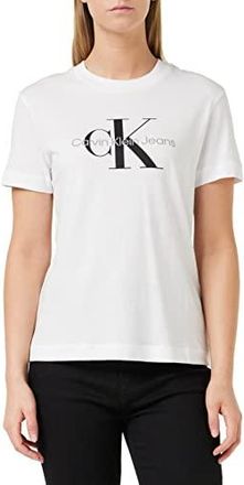 Calvin Klein T-Shirt Manches Courtes Femme Core Monologo Col Ras-du-Cou, Blanc (Bright White), XL