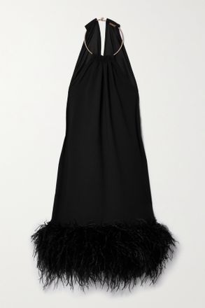 Cult Gaia Minikleid Aus Cr&ecirc;pe Mit Verzierung Und Federn - Schwarz