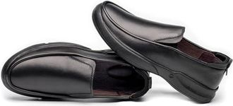 Generic Mocassins Penny pour homme en cuir v&eacute;ritable &agrave; enfiler - Style d&eacute;contract&eacute; - Confortables et souples, Noir, 42 2/3 EU