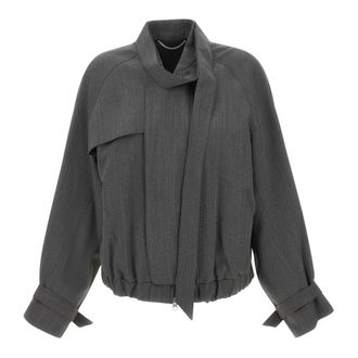 Victoria Beckham Bomberjacke mit Schal - - Jackets - Damen - Grau - M