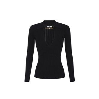 Elisabetta Franchi Femme, Tops, Noir, Taille: 42 FR Long Sleeve Hauts