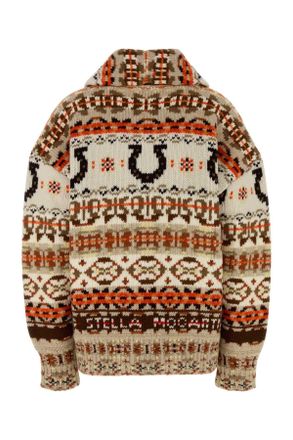 Stella McCartney Womens Embroidered Wool Fair Isle Oversize Cardigan Multicolor 1 Exterior: Virgin Maglieria Sweater