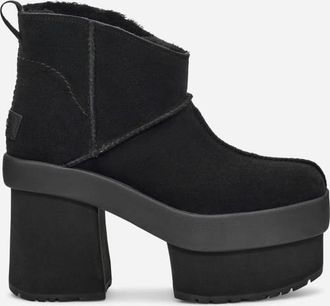 UGG New Heights Platform Mini Boot für Damen in Black, Größe Wildleder