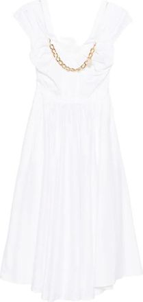Elisabetta Franchi Femme, Robes, Blanc, Taille: 40 FR Robe en coton stretch avec cha&icirc;ne de bijoux