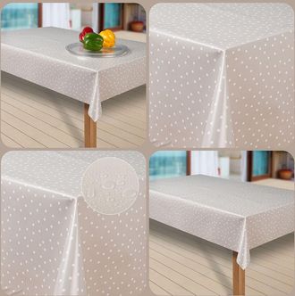 Laro Wachstuch-Tischdecke Abwaschbar Garten-Tischdecke Wachstischdecke PVC Plastik-Tischdecken Eckig Meterware Wasserabweisend Abwischbar G07, Muster:Punkt