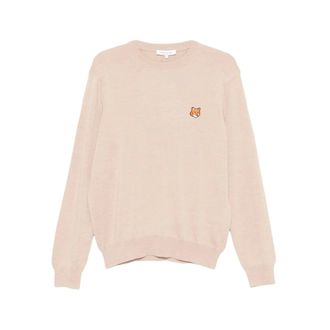 Maison Kitsun&eacute; Homme, Pulls, Beige, Taille: 2XL Fox Head Merino Regular Jumper
