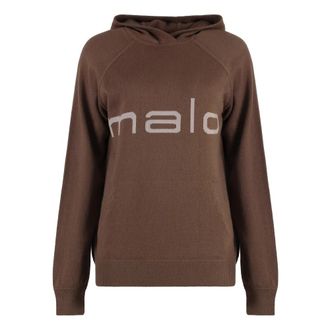 Malo Cashmere Strick Hoodie mit Logo - - Knitwear - Damen - Braun - S