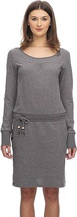 Ragwear PENELLOPE Robe &agrave; manches longues pour femme, robe d&eacute;contract&eacute;e, robe d&eacute;t&eacute;, robe en jersey, manches longues, col rond, ceinture, Gris 2321_3000, L