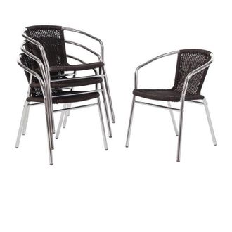 Bolero Ibiza Fauteuils en rotin noir et aluminium empilables Bolero - Lot de 4