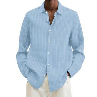 Generic Chemise &agrave; manches longues d&eacute;contract&eacute;e boutonn&eacute;e l&eacute;g&egrave;re et respirante pour la plage d&eacute;t&eacute; d&eacute;contract&eacute;e hawa&iuml;enne &eacute;lastique Henley Chemise ample vintage