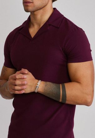 Siksilk Poloshirt SikSilk Herren Burgunderrot Revere Polo