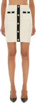 Self Portrait Sequin Knit Skirt - Ivory