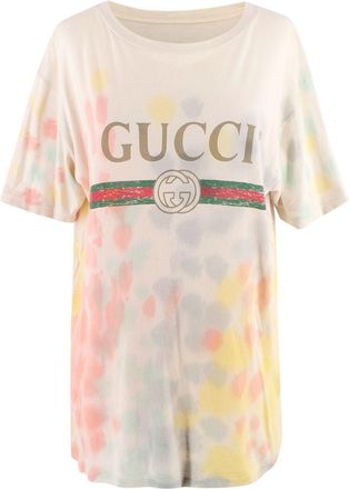 Gucci Cream Multicolour Tie-dye Logo T-Shirt Size XS
