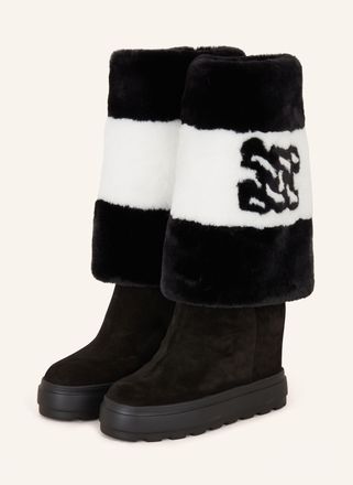 Casadei Casadei Plateau-Boots Mit Kunstfell schwarz