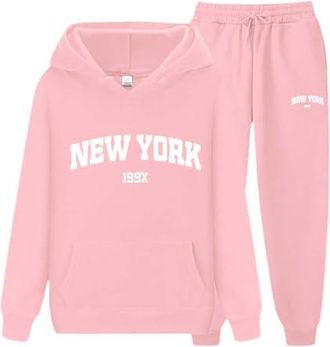 Generic Ensemble sweat-shirt &agrave; capuche et pantalon pour couple avec lettres York dautomne, v&ecirc;tements de sport unisexes pour hommes et femmes (XXXL)