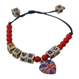 Dolce & Gabbana Femme, Accessoires, Multicolore, Taille: ONE Size Bracelet Verre-Coton Bleu-Rouge